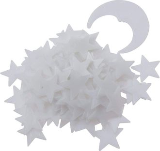 Vosarea Leuchtsterne Sterne Mond 3D Wandaufkleber Sternenhimmel Home Deko 3,8cm 201 Stück (Weiß)