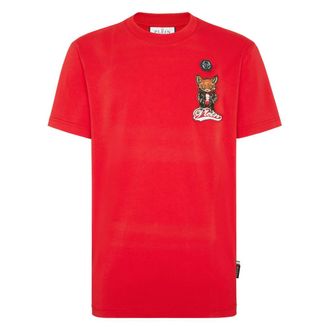 Philipp Plein Rundhals-T-Shirt Fox - - Tops - Herren - Rot - XS