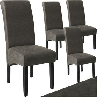 TecTake Tectake - Lot de 4 chaises aspect cuir gris marbr&eacute; - Hauteur 106 cm - Largeur 44 cm - Ergonomiques et faciles &agrave; nettoyer