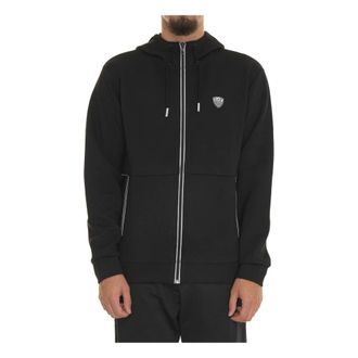 Emporio Armani Premium Shield Stretch Viskose-Mischgewebe Kapuzenpullover mit Rei&szlig;verschluss - - Sweatshirts & Hoodies - Herren - Schwarzk - 2XL