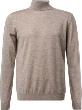 Stenströms Herren Rollkragenpullover braun Merinowolle unifarben