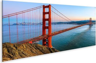 Islandburner Bild auf Leinwand Golden Gate Bridge Bay San Francisco Kalifornien Wandbild Poster Bilder 120x40cm - Panorama