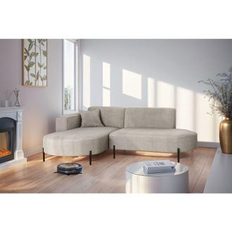 Fun Möbel Ecksofa Designersofa valencia xs in Stoff Noel Hellgrau Ottomane Links