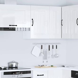 vidaXL Vidaxl - Armoire murale de cuisine Kalmar blanc brillant bois ing&eacute;nierie