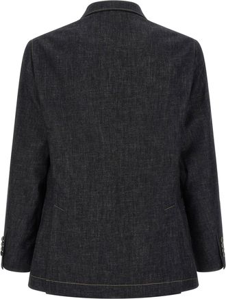 Brunello Cucinelli Double-Breasted Denim Blazer - Charcoal