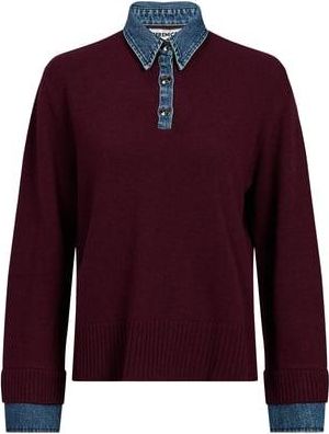 BERENICE Pull Marlo &agrave; col polo effet denim en laine