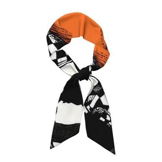 Generic &Eacute;charpe citrouille rouge pour femme - &Eacute;charpe tour de cou pour sac &agrave; main - R&eacute;colte de tournesol - Bandeau en satin de soie pour le sport, le yoga et 
