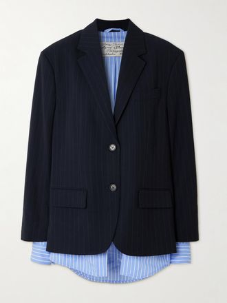 Acne Studios Mehrlagiger Blazer Aus Twill Mit Nadelstreifen - Blau