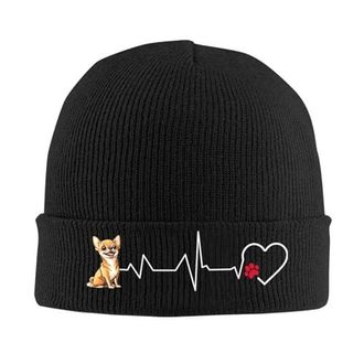Generic Bonnet en Tricot Ligne De Battement De Coeur du Chien Chihuahua Thermique Chapeau Tricot&eacute; Mode Bonnet Tricot&eacute; pour Ext&eacute;rieur Ski Randonn&eacute;e