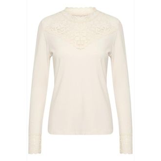 Cream Femme, Tops, Beige, Taille: 44 FR &Eacute;l&eacute;gante Blouse en Jersey avec D&eacute;tails en Dentelle