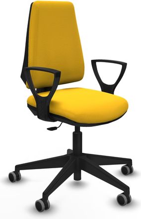 Piqueras y Crespo Elche Stuhl mit Rollen f&uuml;r PC mit festen Armlehnen, ausgestattet mit grundlegendem Permanentkontakt und Schneidschaum, Gelb