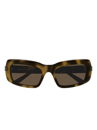 Balenciaga lunettes de soleil rectangulaires &agrave; logo - Marron