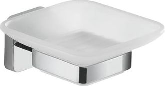 Gedy Tonga Seifenschale zur Wandmontage, Chrom, Edelstahl und Glas, 10,3 x 11,6 x 5, selbstklebend, ohne Bohren