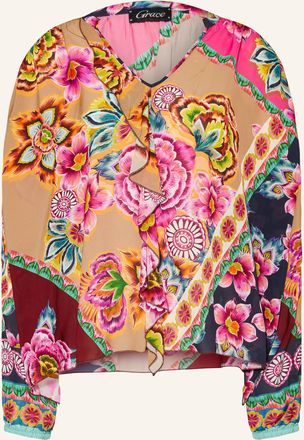 Grace Grace Blusenshirt Flowers Mit Volants braun