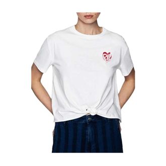 Pepe Jeans London Knot Hem T-Shirt - - Tops - Damen - Wei&szlig; - S