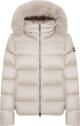Colmar Femme, Vestes, Beige, Taille: 42 FR Down Jacket High Collar with Faux Fur Originals