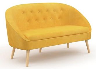 IDMarket Canap&eacute; Banquette en Velours Sonia Jaune