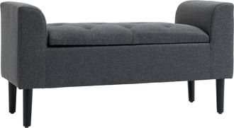 HOMCOM Sitzbank mit Stauraum, Polsterbank mit Leinenoptik, Holzbeine, Bettbank belastbar bis 130 kg, f&uuml;r Wohnzimmer Schlafzimmer Flur, 116 x 44 x 58 cm Dunke
