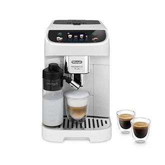 DeLonghi Magnifica Plus ECAM320.60.W, Machine à Café Automatique avec LatteCrema Chaud pour Cappuccino, 4 Recettes, Écran Tactile Couleur, Fonction Tirage Supp