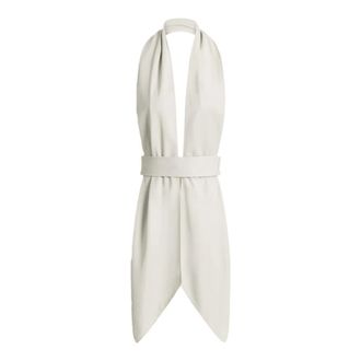 Alberta Ferretti Femme, Tops, Blanc, Taille: 42 FR Halterneck Belted Top