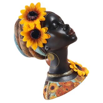 Aboofan Afrikanische Harzfigur Skulptur Sonnenblumenmädchen Afrikanische Kunst Heimdekoration Tischstatue Für Wohnzimmer Und Büro