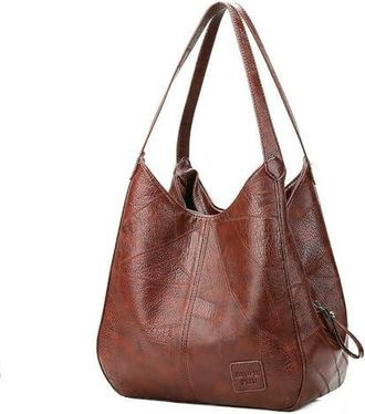 Generic Sacs à bandoulière vintage pour femme en cuir PU - Sac à main Hobo pour femme - Grand sac fourre-tout décontracté, marron