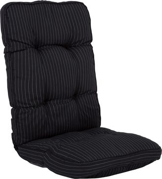 Patio Hochlehner Auflage Royal/Lena 124 x 48 cm Sitzauflage schwarz Streifen gesteppt Taschen zur Befestigung für Gestell bis 45 cm breit mit Ø 18 mm Rohrdi