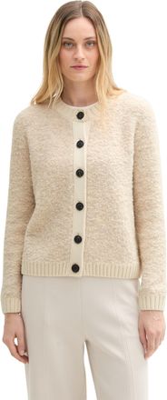 Tom Tailor Damen Bouclé Cardigan, 33962 - Doeskin Melange, XL