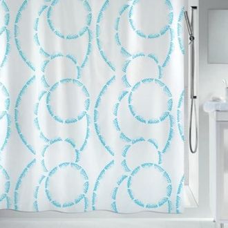 Spirella Anti-Schimmel Duschvorhang - Anti-Bakteriell, waschbar, wasserdicht, Polyester, Claire 180x180cm Wei&szlig; Blau