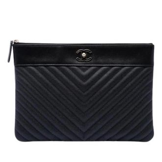 Chanel Pre-owned Quilted Caviar Leather Clutch - - Pre-owned - Damen - Schwarzk - ONE SIZE