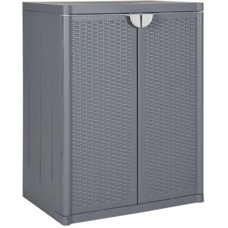 vidaXL Vidaxl - Armoire de jardin gris 65x45x88 cm - Mat&eacute;riau polypropyl&egrave;ne r&eacute;sistant aux chocs - 2 &eacute;tag&egrave;res pour rangement optimis&eacute;