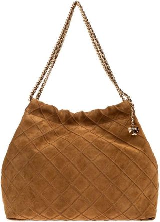 Tory Burch Femme, Sacs, Brun, Taille: ONE Size Fleming Suede Hobo Bag