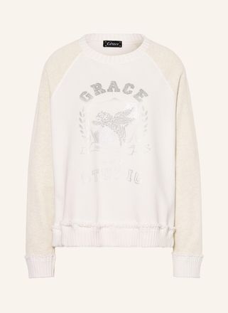 Grace Grace Sweatshirt Mit Schmucksteinen weiss