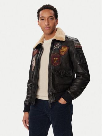 Aeronautica Aeronautica Militare Lederjacke 262PN0968U100839 Schwarz Regular Fit