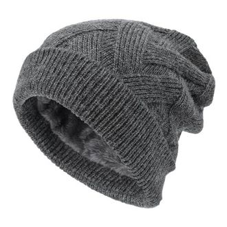 Generic Chapeau dhiver rembourr&eacute; et &eacute;pais pour hommes et femmes, chapeau chaud en tricot avec lettres dext&eacute;rieur pour lautomne et lhiver, chapeau en laine cha