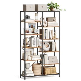 Vasagle Meuble de Rangement 5 Niveaux, &Eacute;tag&Egrave;re, Biblioth&Egrave;que Enfant, pour Salon, Chambre, Salle de Bain, Cuisine, Entr&Eacute;e, Montage Facile, Marron Rustique et N