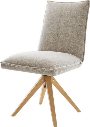 DELIFE Esszimmerstuhl Lelio-Flex Holzgestell kantig Natur Webstoff Soft Beige 180&deg; drehbar Taschenfederkern