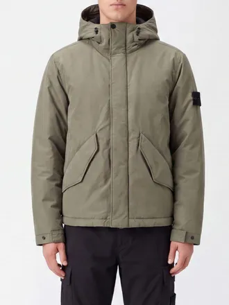 Stone Island Veste coupe-vent en nylon recycl&eacute; avec capuche et logo Compass