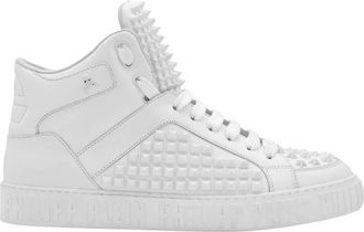 Philipp Plein Nappa Leder Mid-Top Sneakers mit Nieten - - Shoes - unisex - Wei&szlig; - 44 EU