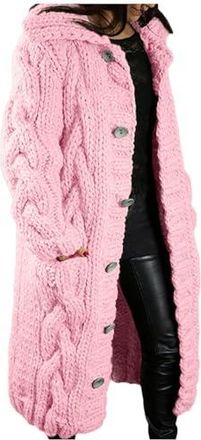 Generic Cardigan épais pour femme, manteau à capuche, cardigan en tricot torsadé à manches longues, cardigan ouvert sur le devant, cardigan long décontracté p