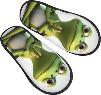 Generic Chaussons La Drôle De Grenouille Faisant Du Yoga Imprimé Confortable Pantoufles Antidérapantes Slippers Pour Unisex Hôtels De Camping M