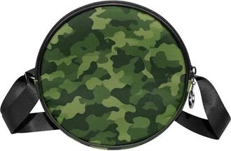 Generic Sac &agrave; bandouli&egrave;re Circle pour femme, petit sac &agrave; bandouli&egrave;re camouflage avec fermeture &eacute;clair, bretelles r&eacute;glables, sac &agrave; main rond d&eacute;contract&eacute; pour f