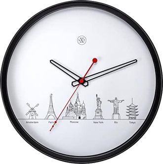 NeXtime Wanduhr nXt Worldtour Dia. 30cm Kunststoff schwarz