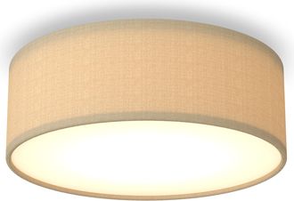 Calex LED Deckenleuchte, 30 cm, Stoffschirm, Taupe, E27-Fassung, Warmwei&szlig;es Licht, Dimmbar, Moderne Runde Deckenlampe