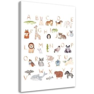 Feeby Tableau sur toile Alphabet Enfants Animaux Color&eacute; 60x90