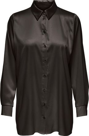 Only Damen Business Satin Bluse | Oberteil mit Kragen und Knopfleiste | Legeres Basic Hemd ONLVICTORIA, Farben:Braun, Größe:S