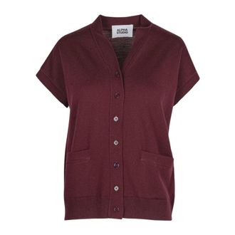 Alpha Studio Merino Gilet - - Knitwear - Damen - Rot - M