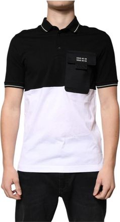 Dolce & Gabbana Homme, Tops, Noir, Taille: XS Polo en coton à manches courtes