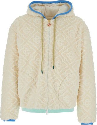 Casablanca Homme, Vestes, Beige, Taille: 2XL Veste Beige avec Monogramme et Capuche Fixe