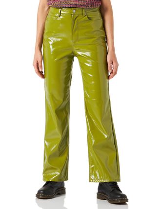 Jack & Jones JACK & JONES Damen JXKENYA HW STRA Faux Leat Pant NOOS Hose, Woodbine/Detail:Shiny, S